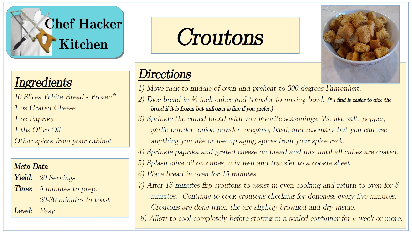 Croutons – Chef Hacker Kitchen